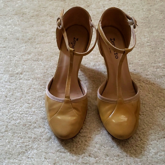 Repetto | Shoes | Repetto T Strap Heels 38 7 Patent Leather Olive ...